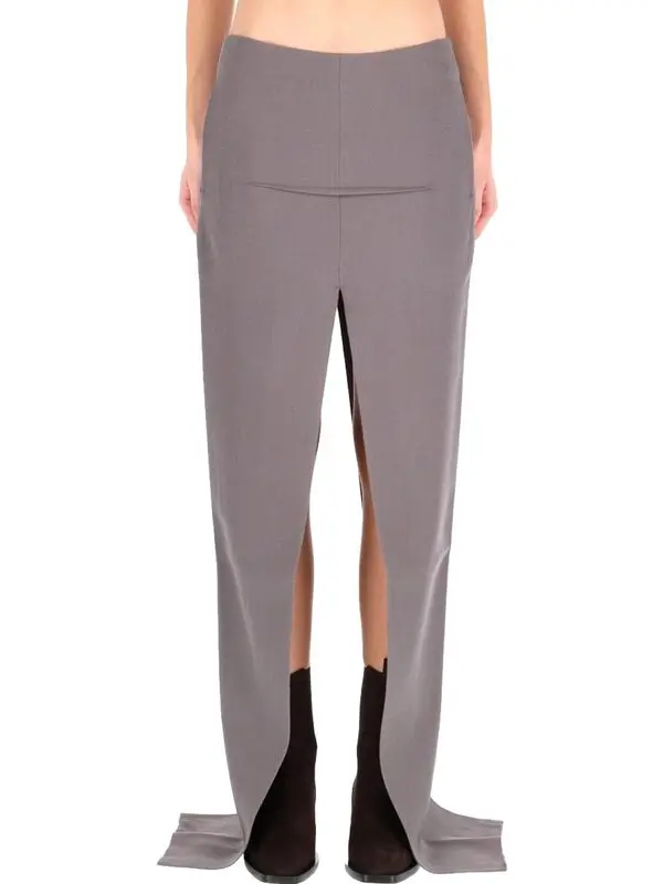 Rick Owens Long Skirt With Center Slits - Gray