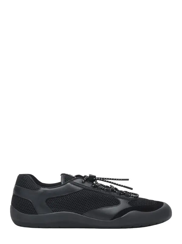 Prada Speedrock Leather And Mesh Sneakers - Black