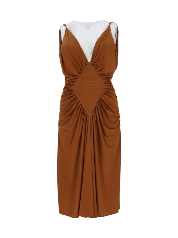 Versace Viscose Jersey Midi Dress - Brown