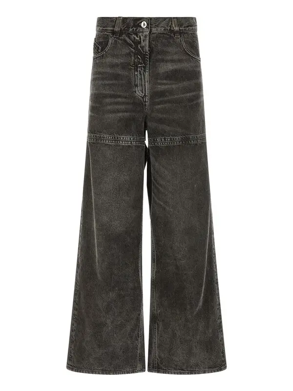 Attico Cut-out Wide Straight Leg Jeans - Black