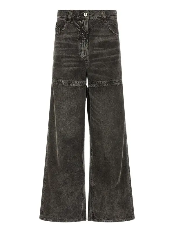 Attico Cut-out Wide Leg Jeans - Black