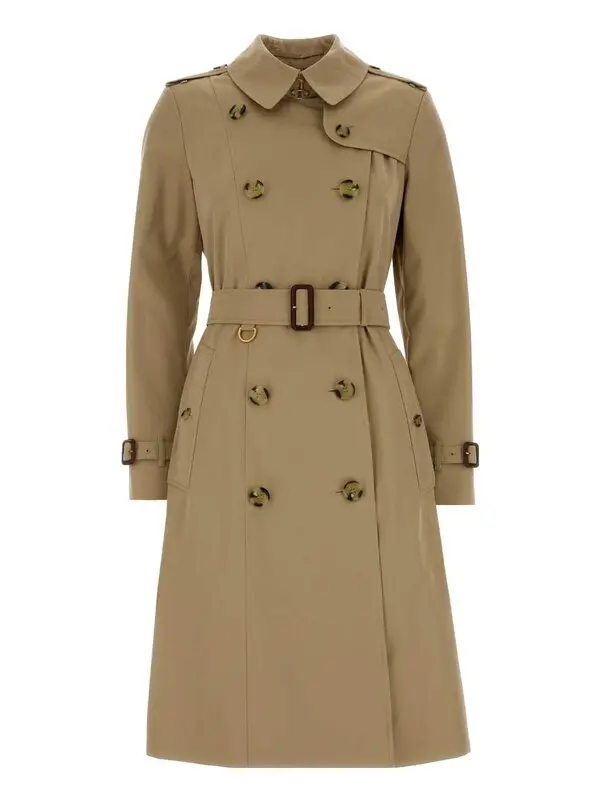 Burberry Beige Twill Trench Coat - Brown