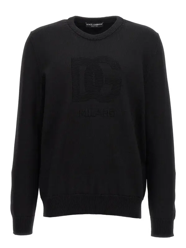 Dolce & Gabbana Dg Intarsia Wool Sweater - Black