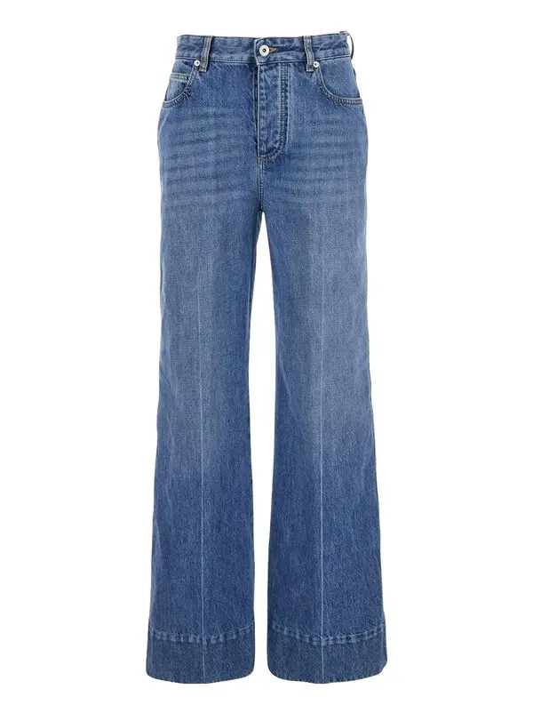 Bottega Veneta Cotton Blend Turn-up Hem Jeans - Multicolor