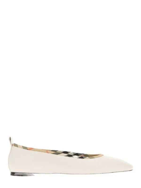 Burberry Ivory Leather Robin Ballerinas - White