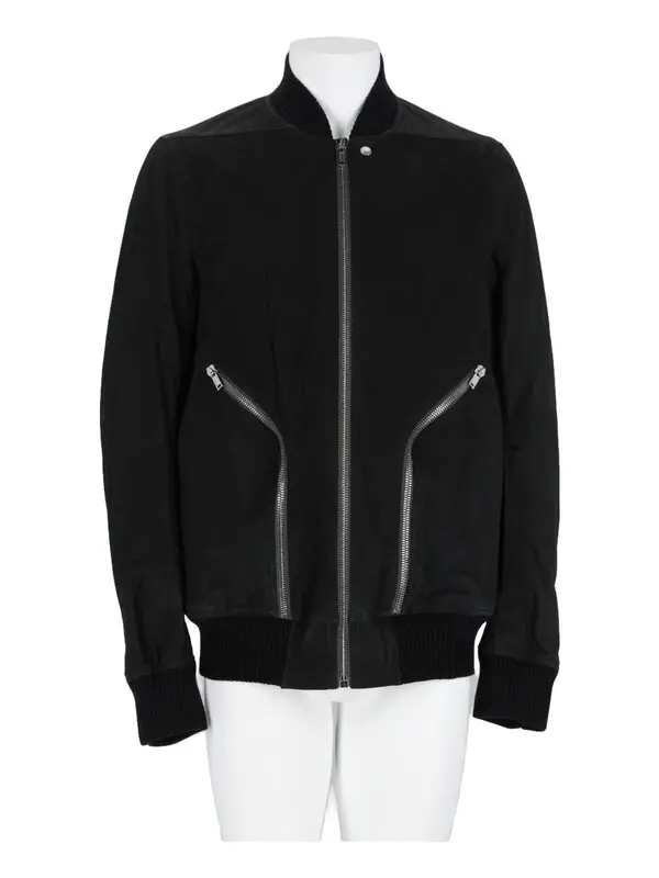 Rick Owens Heizer Flight Leather Bomber Jacket - Black