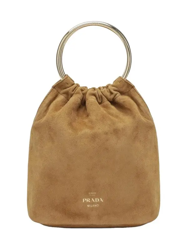Prada Suede Mini Bucket Bag - Brown