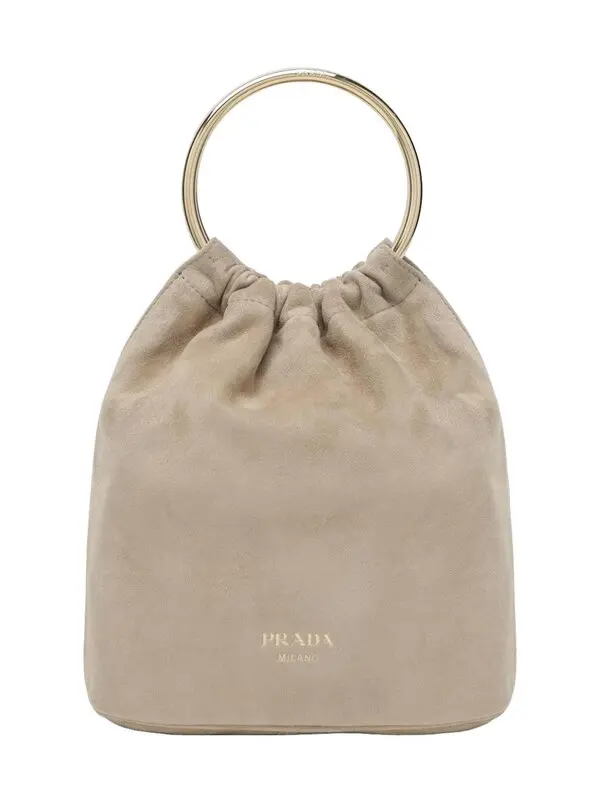 Prada Mini Bucket Bag In Desert Suede - Orange