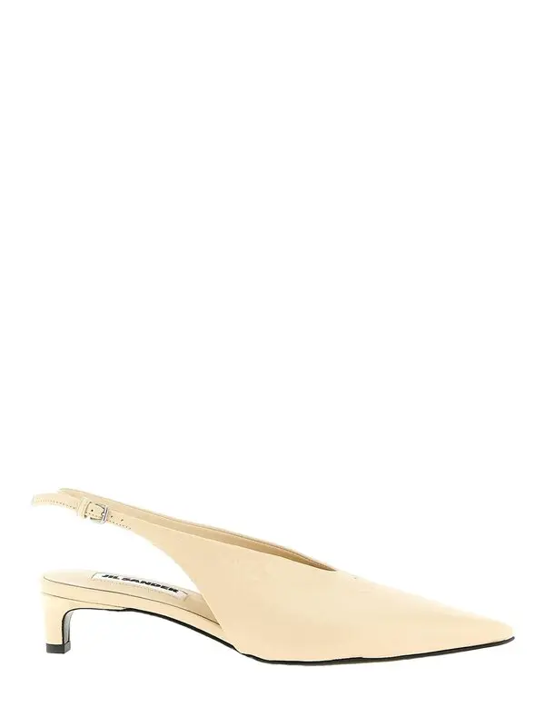 JIL SANDER Leather Slingback - Cream