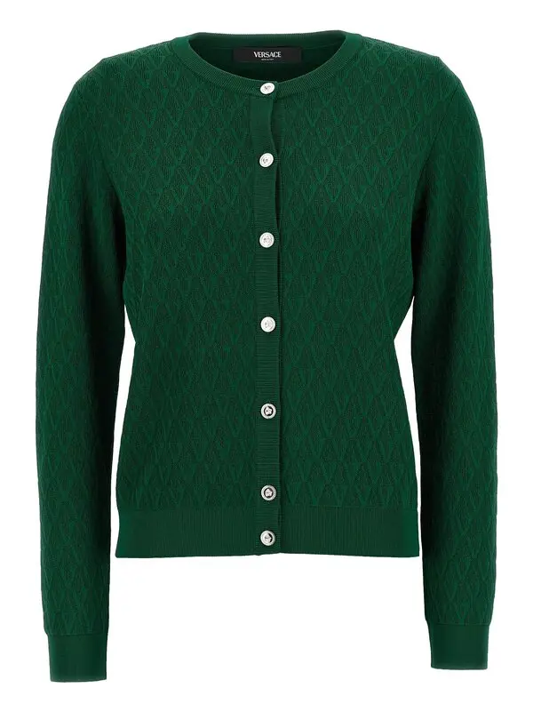 Versace V-pattern Stretch Viscose Cardigan - Green