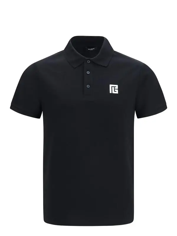 Balmain Pb Embroidered Logo Polo - Black