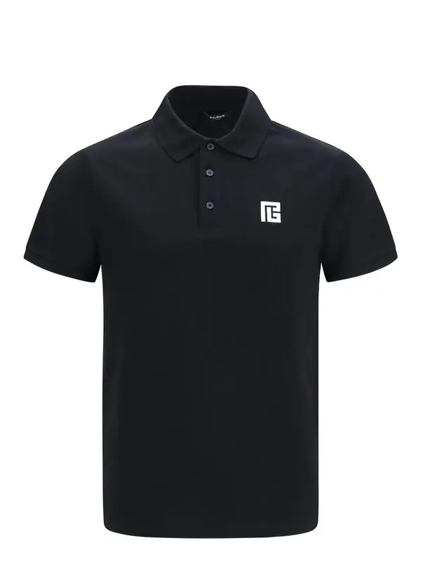 Balmain Pb Embroidered Logo Polo - Black