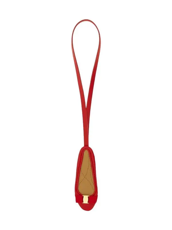 FERRAGAMO Calfskin Leather Miniature Vara Ballet Flat Bag Accessory - Red