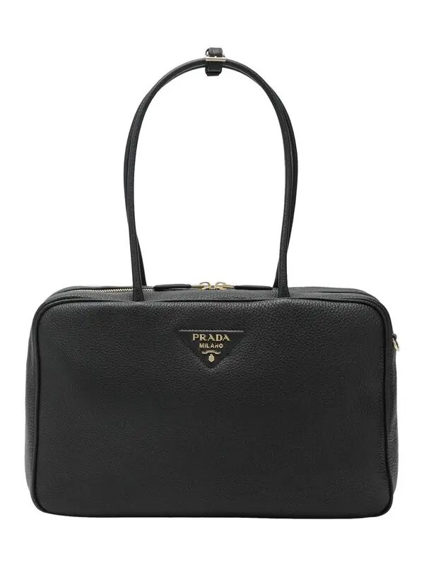 Prada Large Duffle Bag In Leather - Black