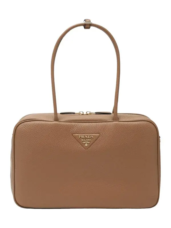 Prada Large Duffle Bag In Caramel Leather - Brown