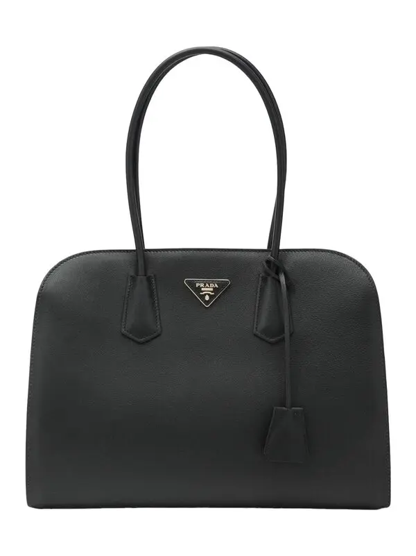 Prada Large Shopping Bag In Leather - Black