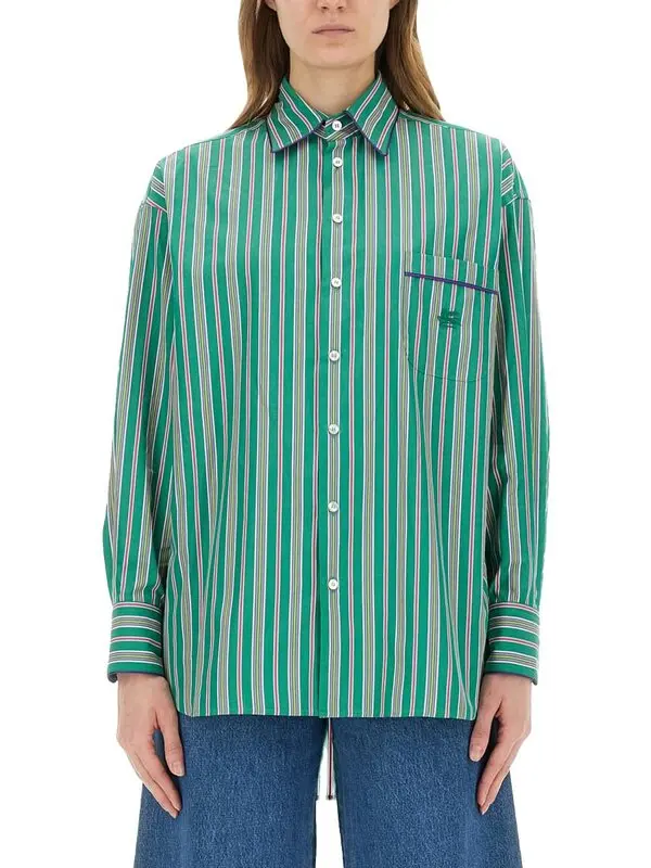 Etro Jacquard Striped Shirt - Green