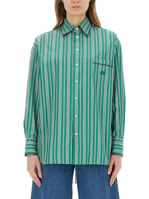 Etro Jacquard Striped Shirt - Green