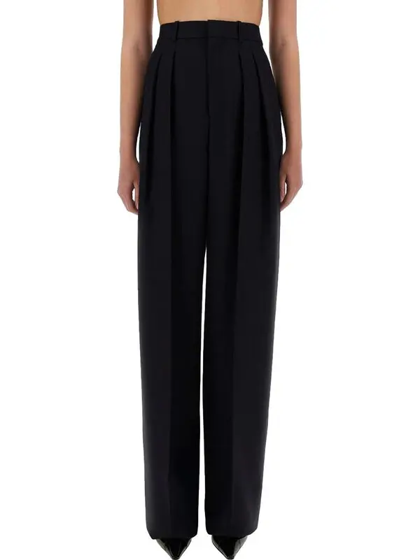 Saint Laurent Wide-leg Grain De Poudre Trousers - Blue