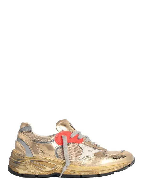 GOLDEN GOOSE Running Dad Laminated Leather Blend Sneakers - Gold
