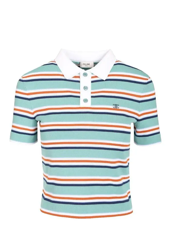 Celine Striped Cotton Polo Shirt - Multicolor