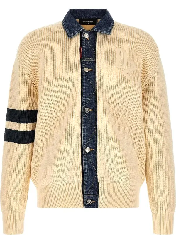 Dsquared2 Denim Mix Cardigan - Cream