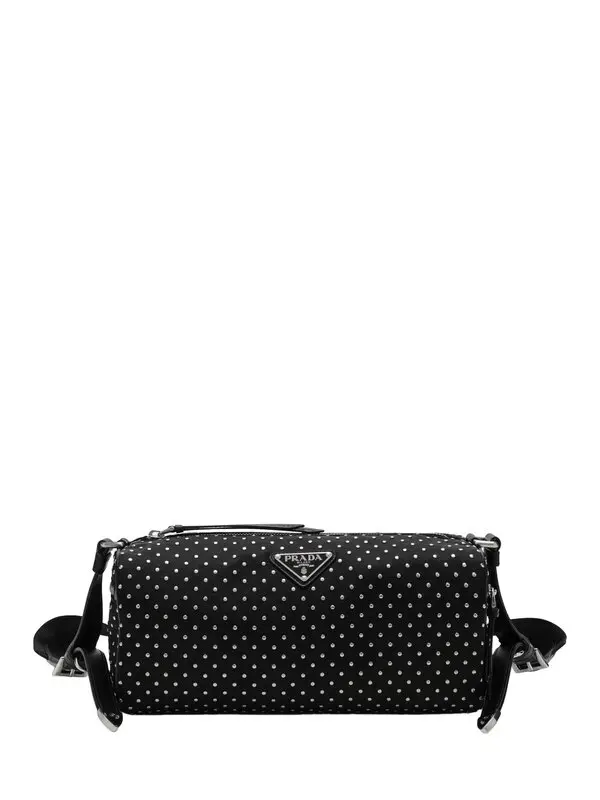 Prada Re-nylon Shoulder Bag With Studs - Black