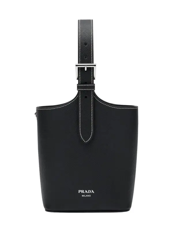 Prada Smooth Leather Bucket Bag - Black