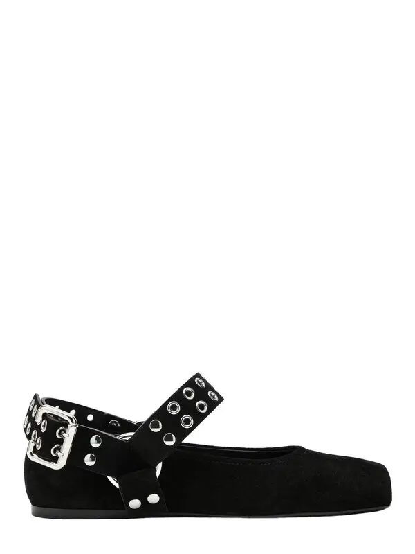 Alaïa Suede Ballerina Biker Shoes - Black