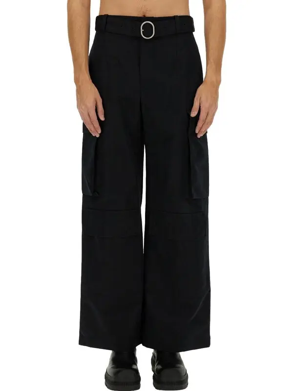 JIL SANDER Cotton Silk Cargo Pants - Black