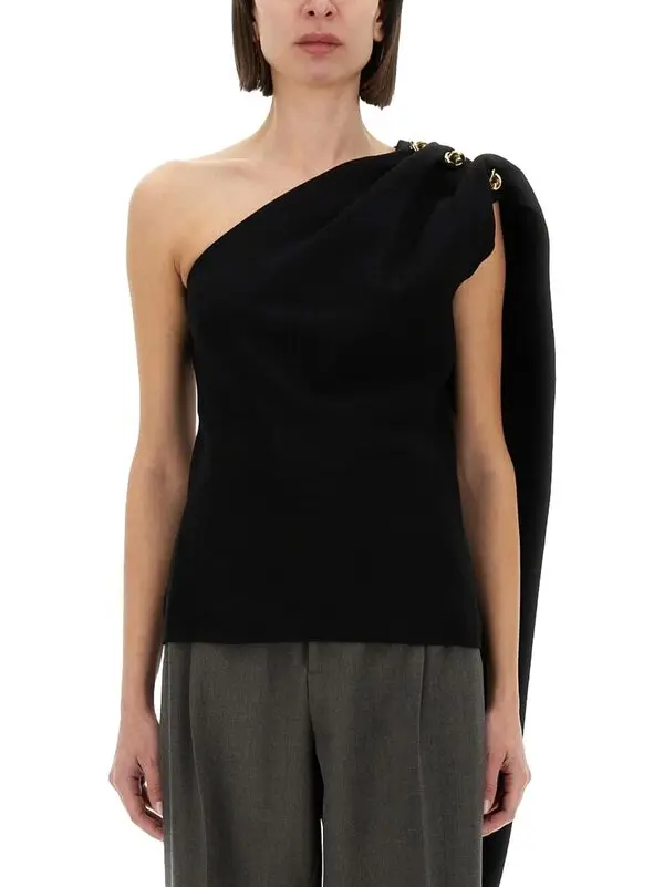 Bottega Veneta Crepe One Shoulder Top - Black