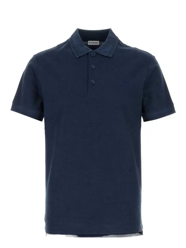 Burberry Navy Piquet Polo Shirt - Blue