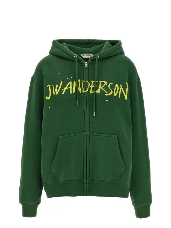 JW Anderson Printed Zip-up Hoodie - Green