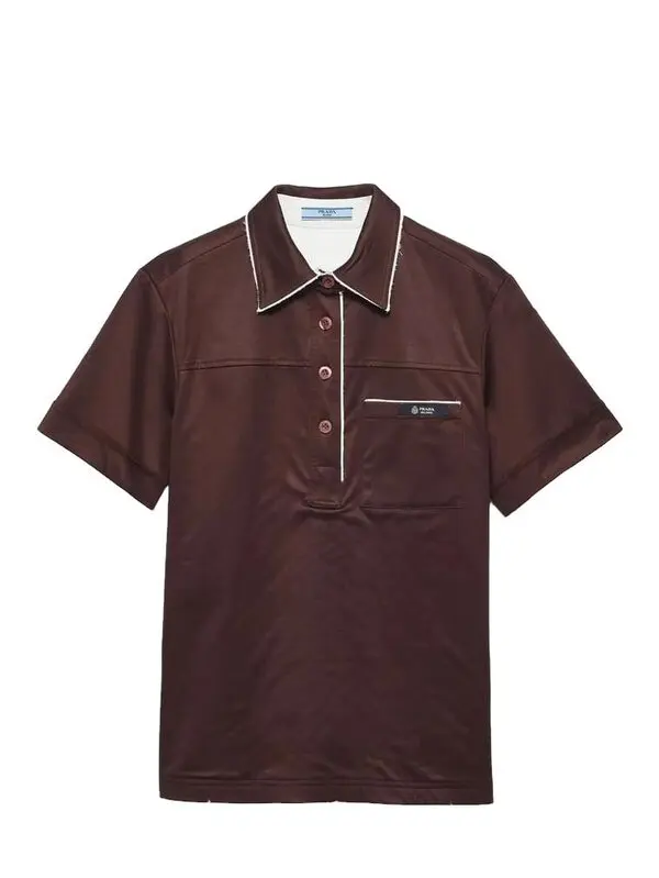 Prada Cotton Polo Top - Brown
