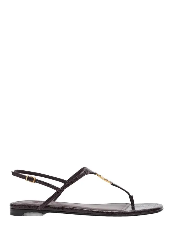 Fendi Ayers Leather Thong Sandal - Black