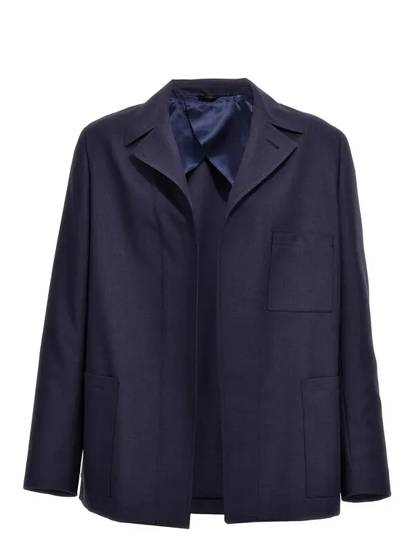 Fendi Half Belt Wool Jacket - Blue
