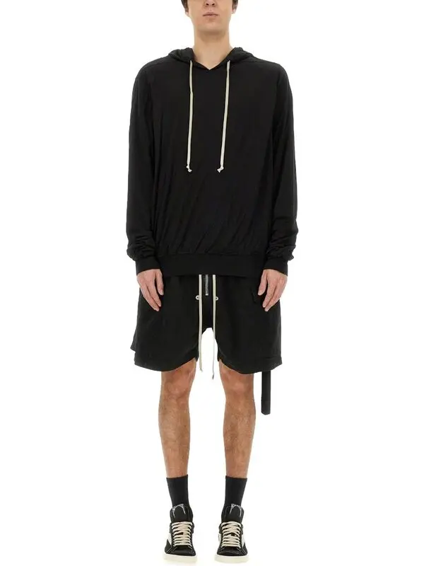 Rick Owens Cotton Hooded Sweatshirt - Black
