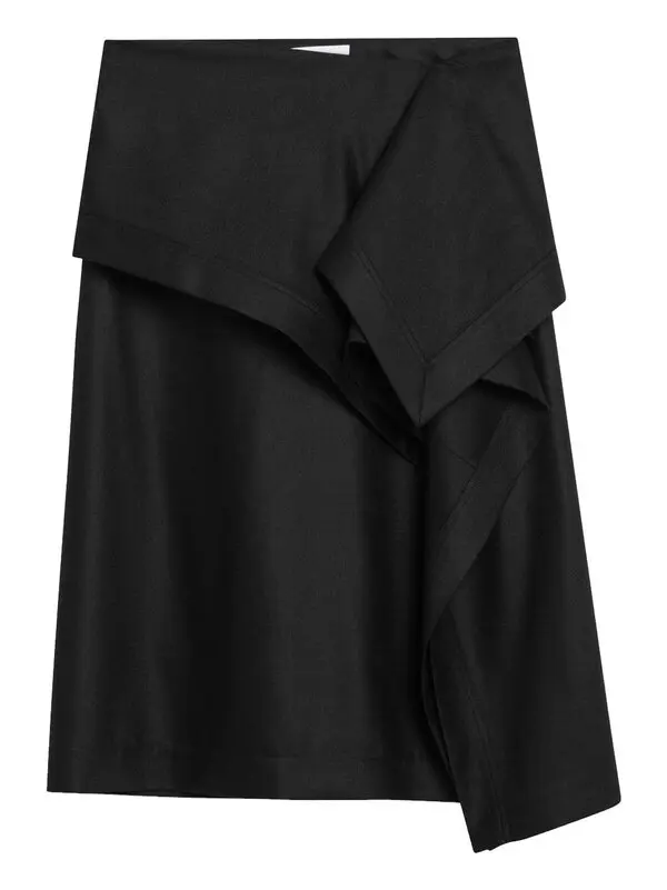 FERRAGAMO Asymmetric Wool Skirt With Basque - Black