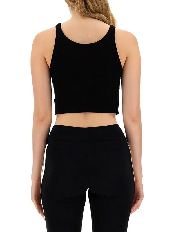 Palm Angels Cotton Logo Crop Top - Black