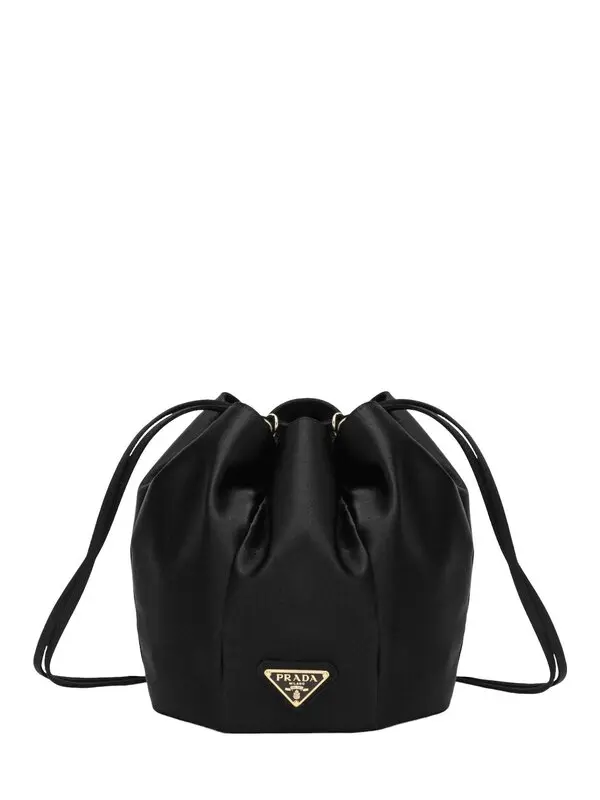 Prada Satin Bucket Bag - Black