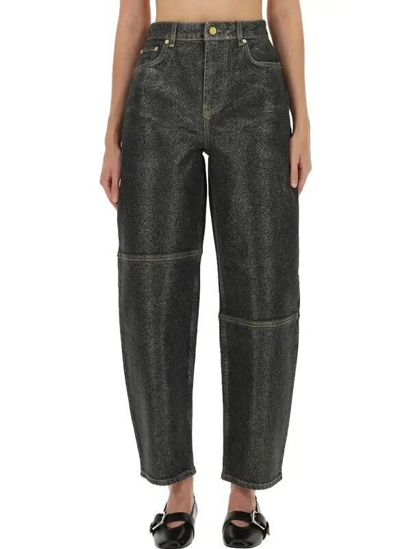 GANNI Sparkling Foil Balloon Fit Jeans - Black