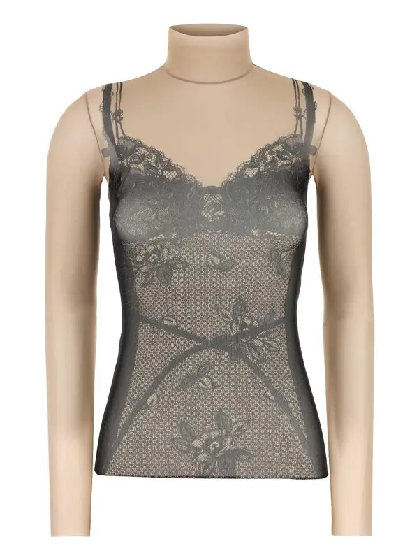 Balenciaga Printed Stretch Tulle Top - Multicolor