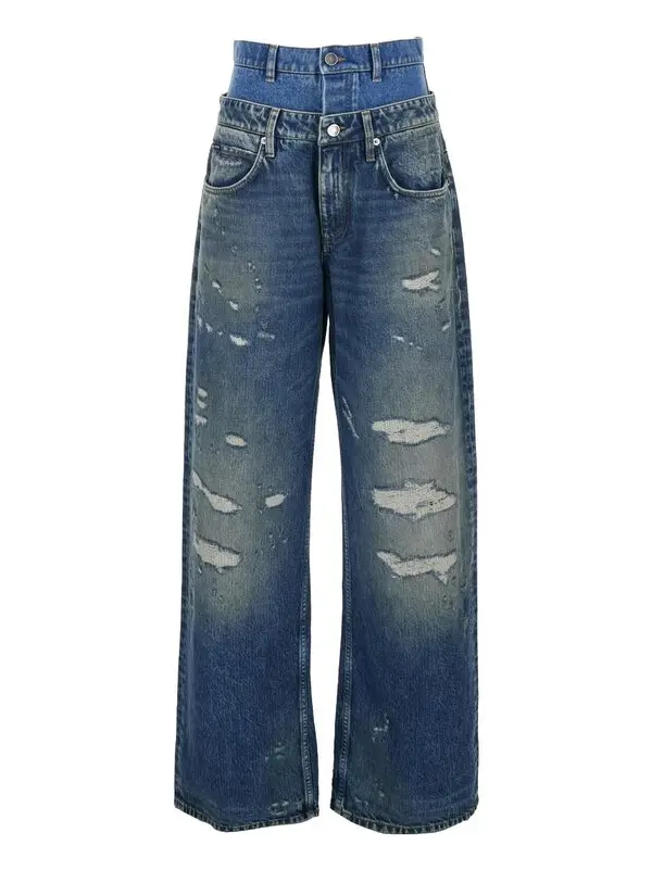 Dolce & Gabbana Layered Distressed Denim Jeans - Multicolor
