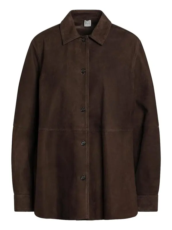 TOTEME Leather Shirt Jacket - Brown