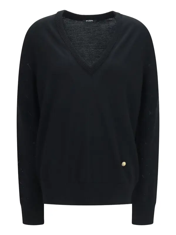 Balmain V-neck Pullover - Black