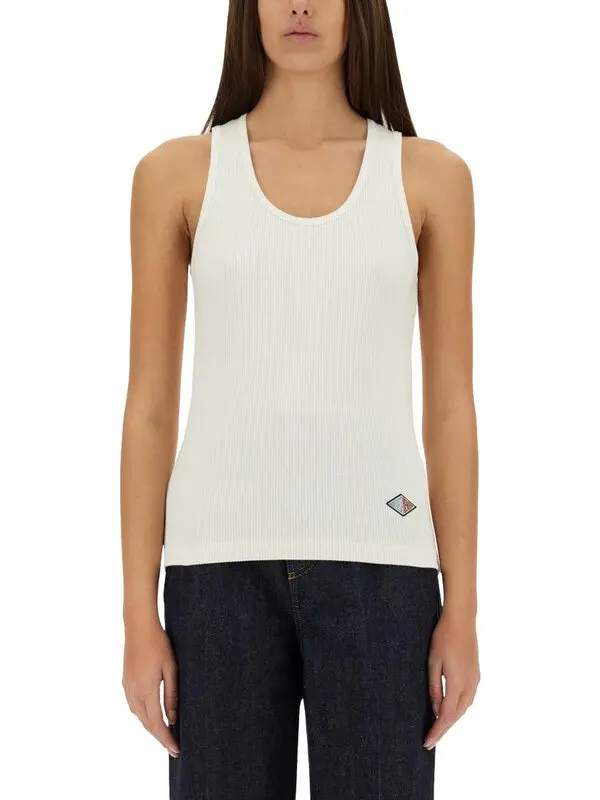 Bottega Veneta Ribbed Cotton Jersey Top - White