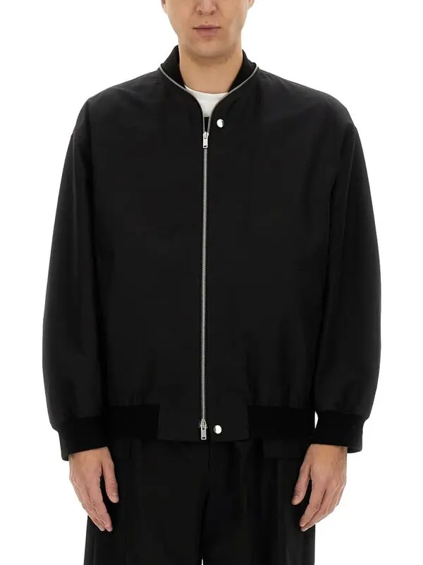 JIL SANDER Cotton Bomber Jacket - Black
