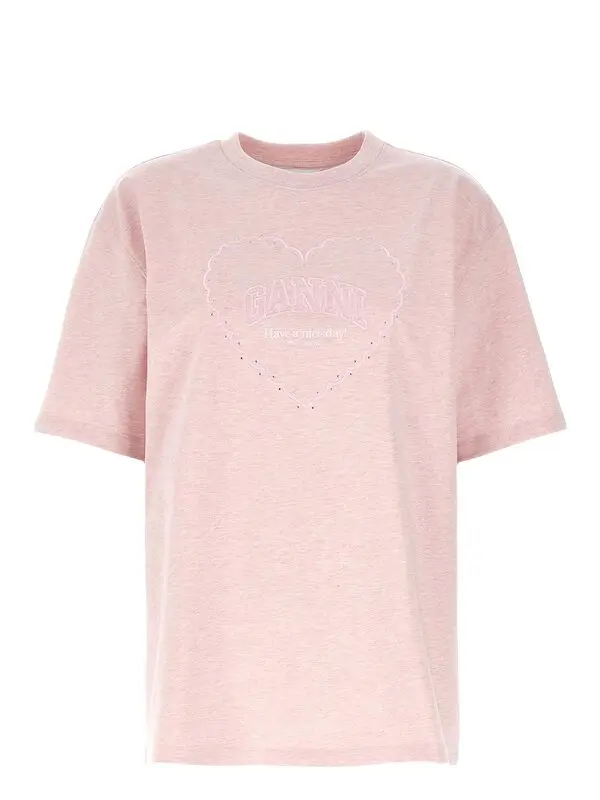 GANNI Heart T-shirt - Pink
