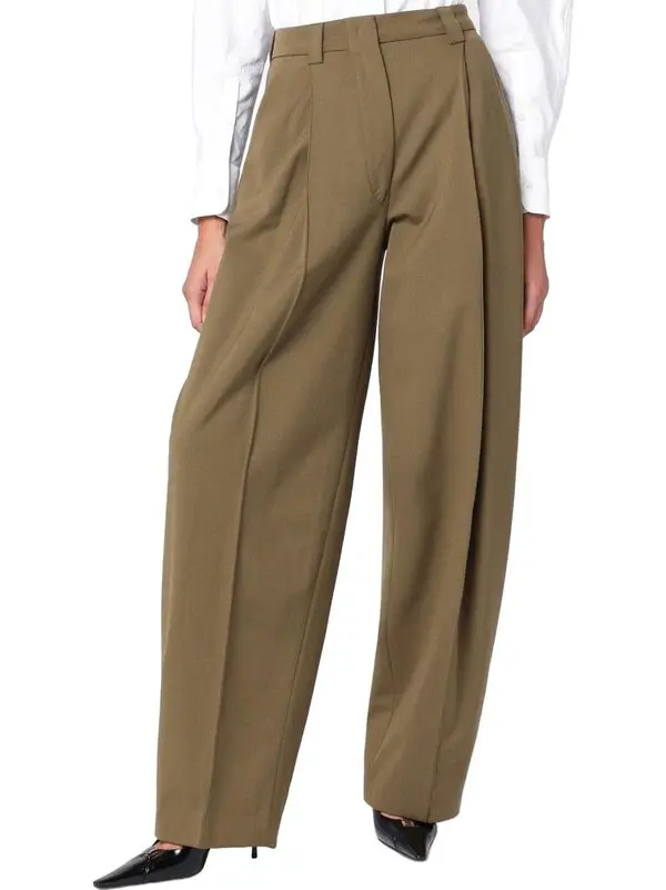THELATEST Taupe Wool Blend Trousers - Green