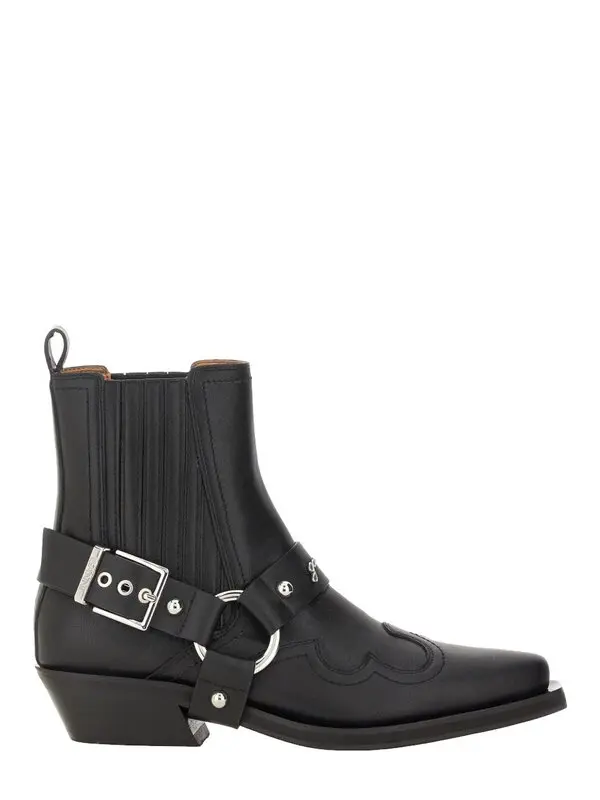 GANNI Chelsea Western Fitted Boot - Black